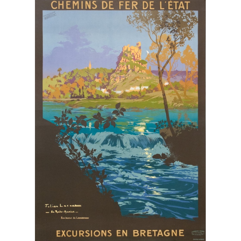 Vintage poster by Julien Lacaze 1910 Bretagne France Railroads