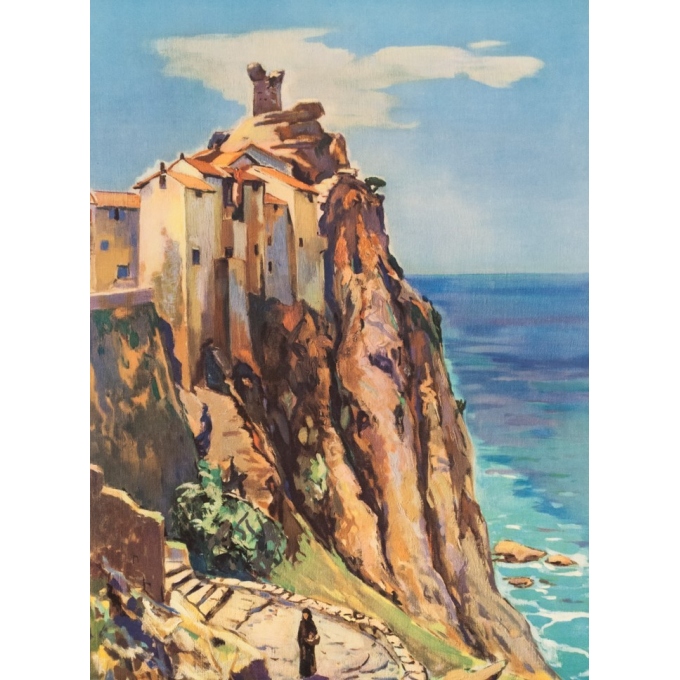 Affiche ancienne de voyage d'Arthur Fages de 1958 Corse SNCF