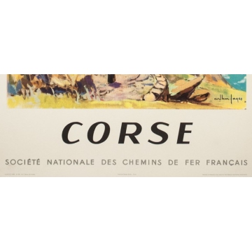 Affiche ancienne de voyage d'Arthur Fages de 1958 Corse SNCF