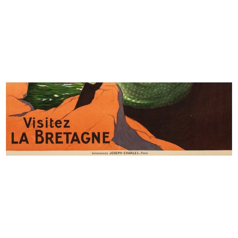 Affiche ancienne de voyage de J. Stall Circa 1920 Visitez la Bretagne Affiche ancienne de voyage de J. Stall Circa 1920 Visitez la Bretagne