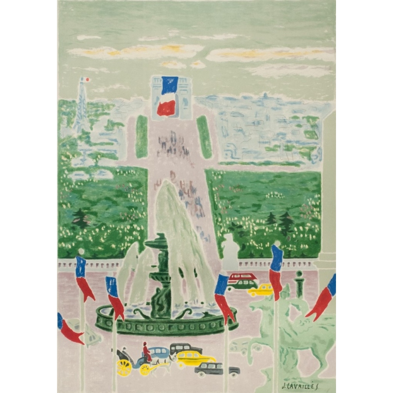 Affiche ancienne de voyage Paris SNCF Champs Elysées de Cavailles 1957 Affiche ancienne de voyage Paris SNCF Champs Elysées de Cavailles 1957