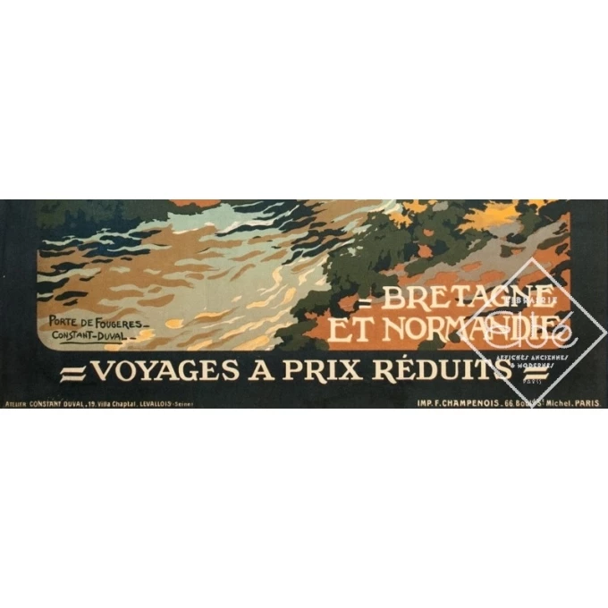 Affiche ancienne Fougères Bretagne France de Constant Duval 1920 Affiche ancienne Fougères Bretagne France de Constant Duval 1920