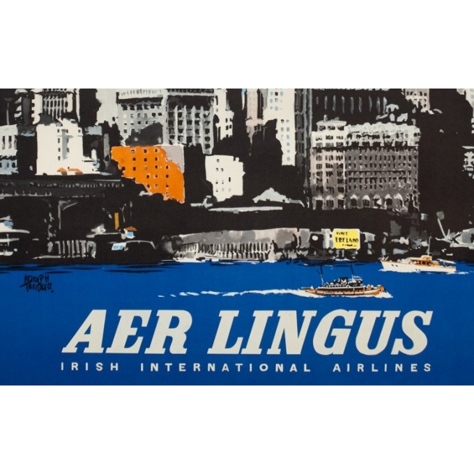 Vintage travel poster Aer Lingus Etats Unis by Treidler 1960