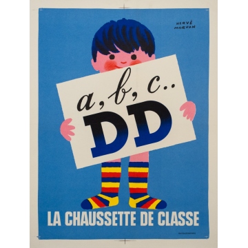 Affiche ancienne de publicité Chaussette ABC DD de Hervé Morvan 1972