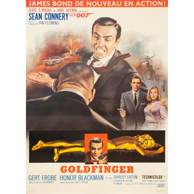 Affiche ancienne de film par Mascii de 1964 Goldfinger 007
