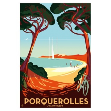 Sérigraphie de Monsieur Z, Porquerolles l'Ile au trésor, 2014.