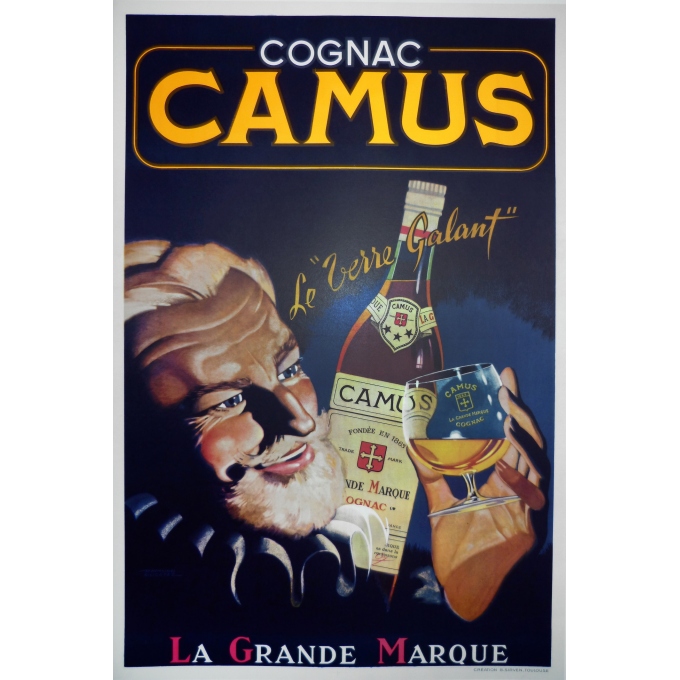 Original vintage advertising French poster for Cognac famous brand, Camus.