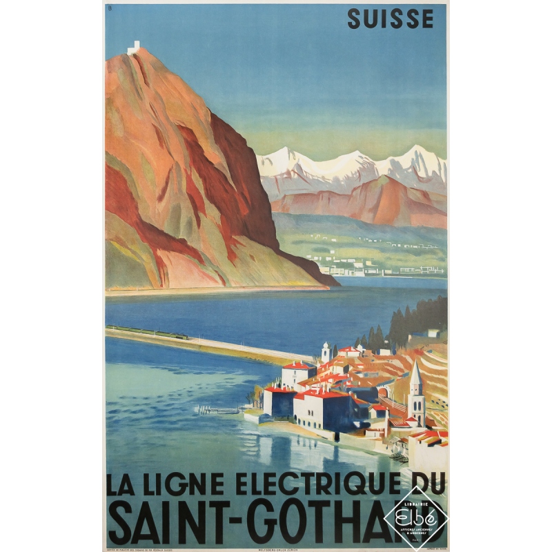 Vintage poster La ligne électrique du Saint-Gothard - Suisse 1935 Vintage poster La ligne électrique du Saint-Gothard - Suisse 1935