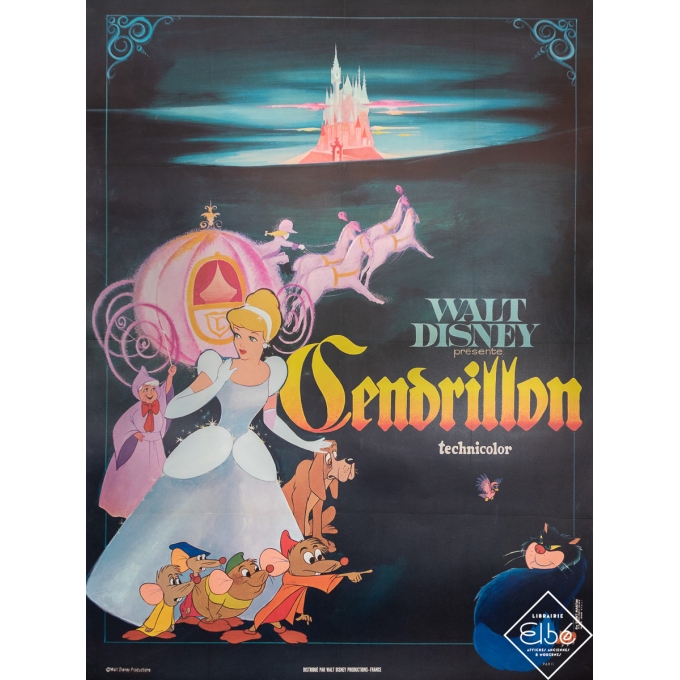 Affiche ancienne Cendrillon de Walt Disney Production Circa 1960