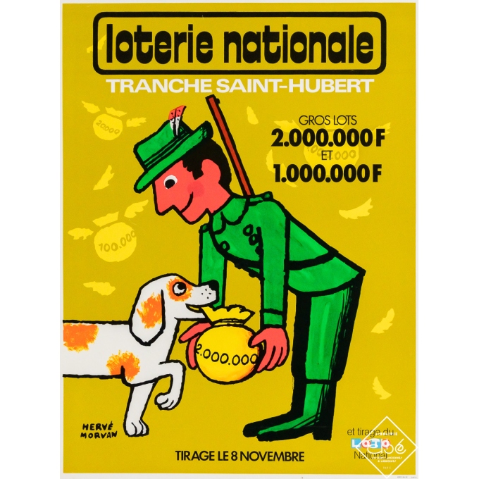 Affiche ancienne Loterie Nationale Saint Hubert d'Hervé Morvan 1975