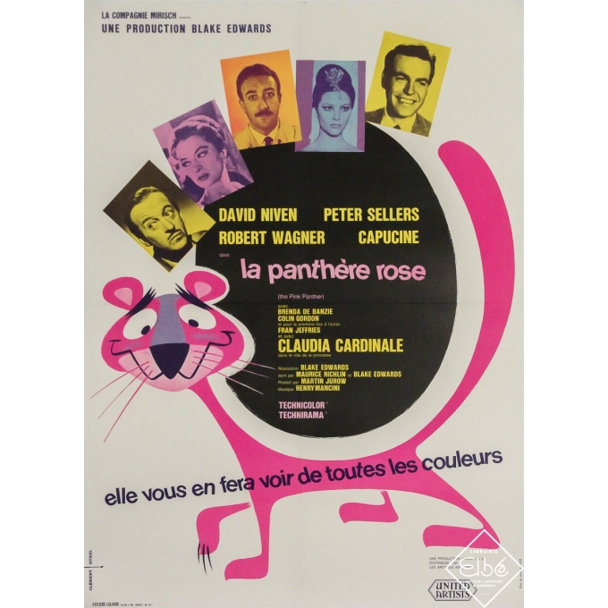 Vintage poster La panthère rose by Clément Hurel 1963